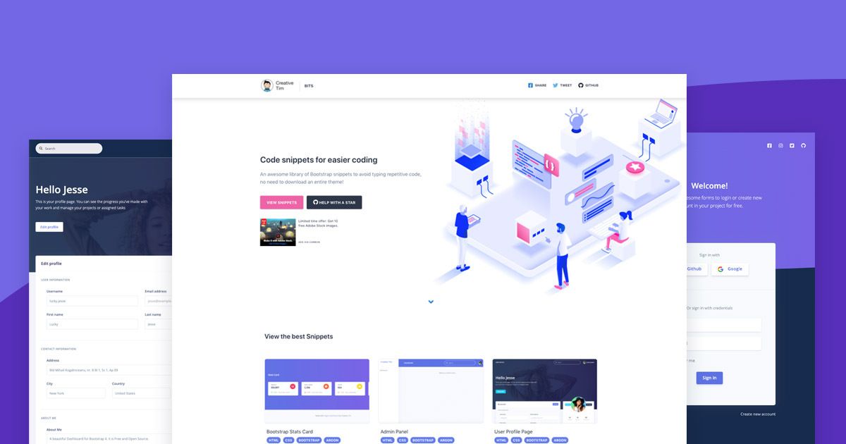 snippet - Creative Tim's Blog - Fully coded design resources for web ...