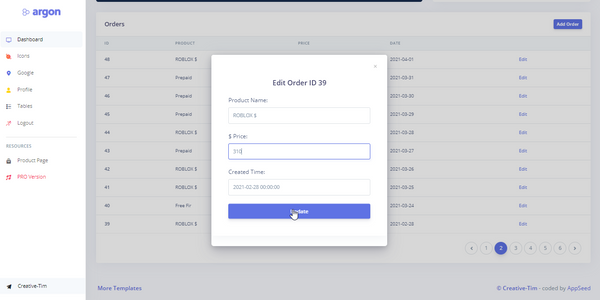 Django Graphs and Charts - Argon Dashboard