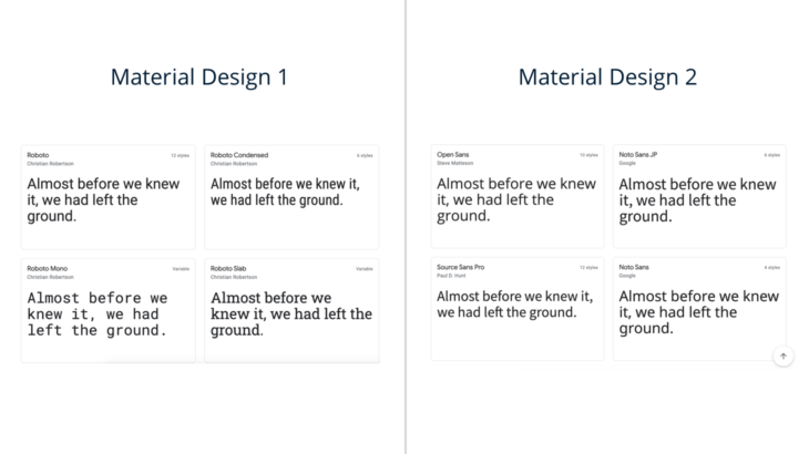 Material Design 1 vs Material Design 2 - Comparison